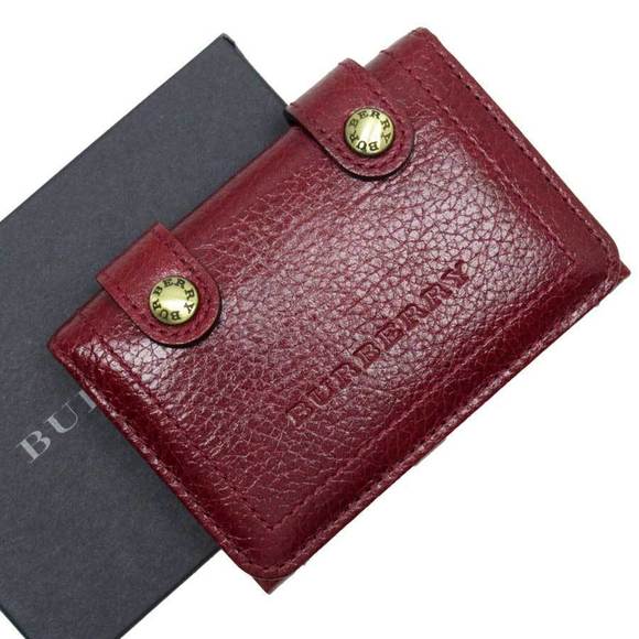 Burberry | Bags | Burberry Card Case Business Card Holder Leather Wine ...